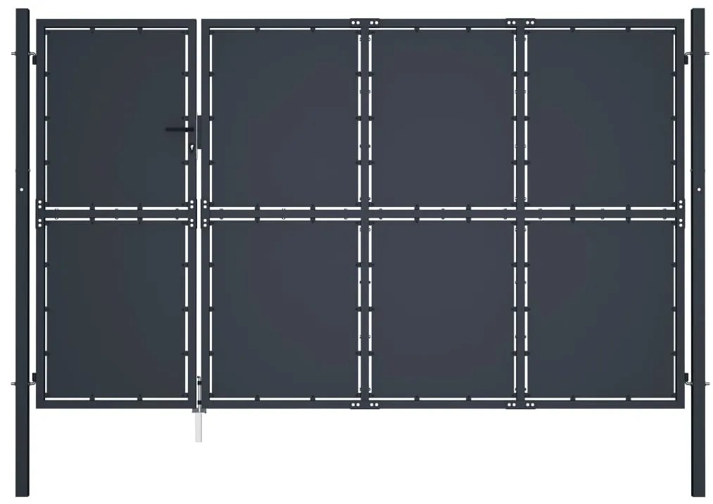 Zahradní brána ocelová 350 x 150 cm antracitová 144538