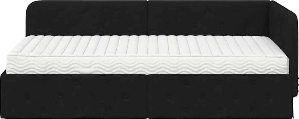 Rohový rám postele Černý 90 x 190 cm textil 3394039