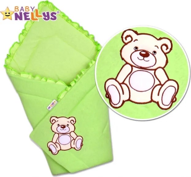 Baby Nellys Zavinovačka Teddy Bear - jersey - zelená