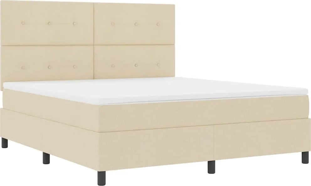 Postel s boxspringem s čelo Krémová 180 x 200 cm textil 3339411