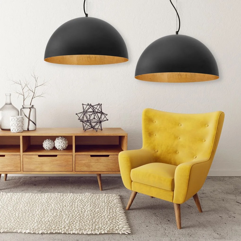 Toolight Závěsná stropní lampa s kovovou mísou černá 50cm