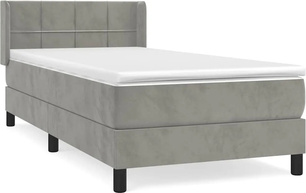 Box spring postel s matrací světle šedá 100x200 cm samet 3130943