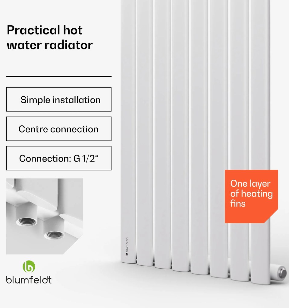 Blumfeldt Tallheo, 47 x 160, radiátor, žebrový radiátor, 728 W, teplovodní, 1/2