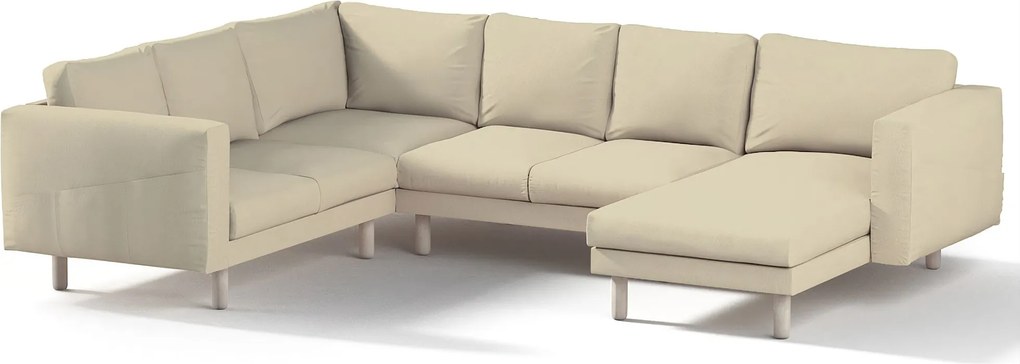 Potah na pohovku IKEA Norsborg rohová, 5-místná se šezlongem barva krémová látka lesklé, pletený vzor