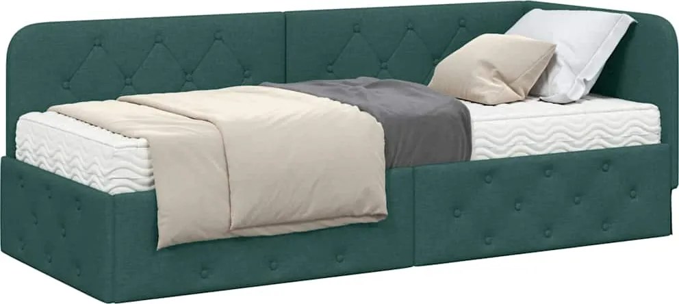 Rohový rám postele Tmavě zelená 80 x 200 cm textil 3394033