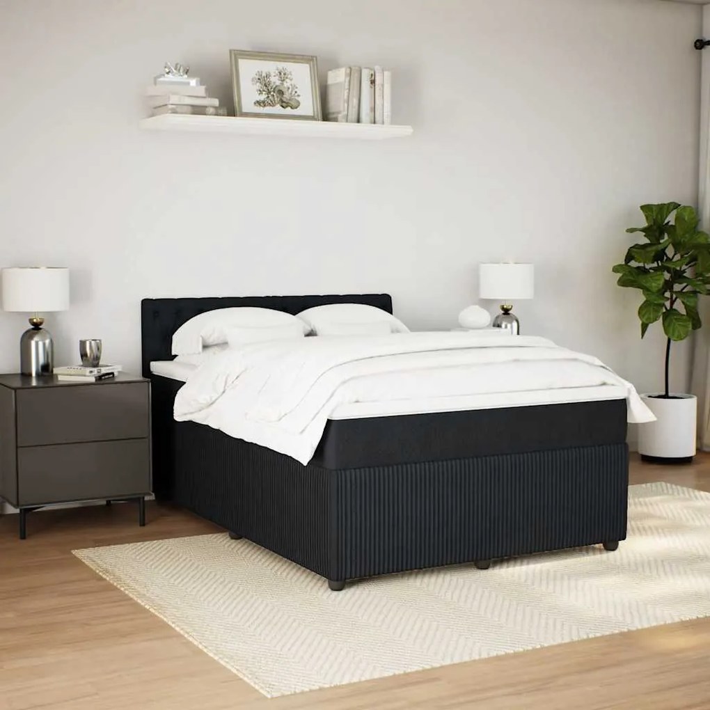 Box spring postel s matrací černá 140x200 cm samet 3290066