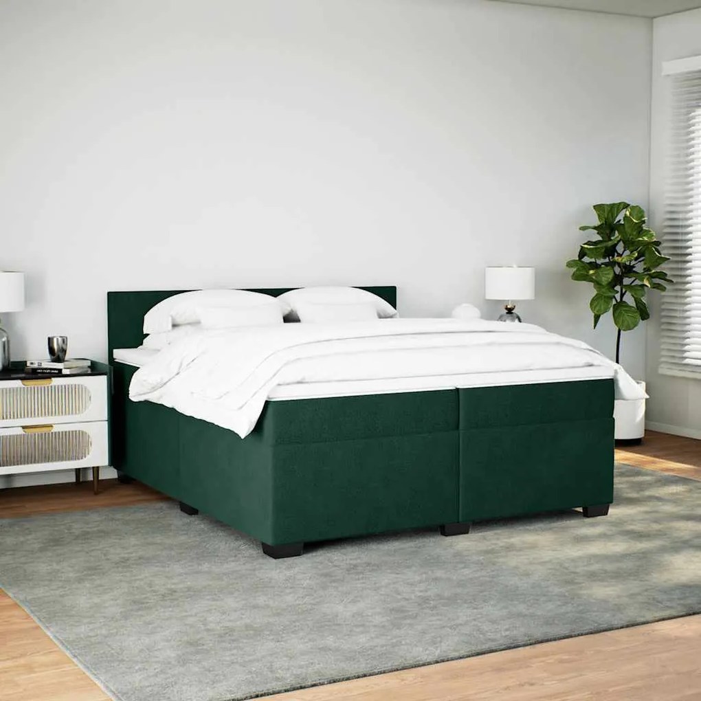 Box spring postel s matrací tmavě zelená 200x200 cm samet 3288699