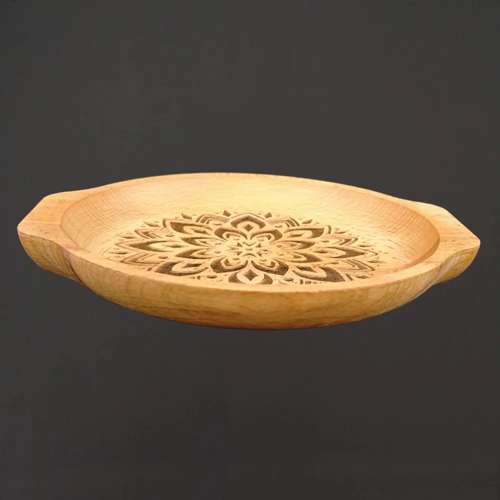 AMADEA Dřevěná miska mandala, masivní dřevo, 24 cm