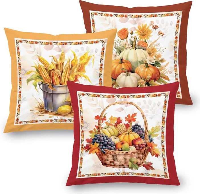 Sada 3 ks povlaků na polštářky PUMPKINS 45 x 45 cm