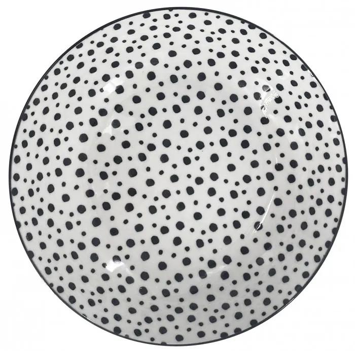 by inspire BLACKLINE Polévkový talíř 20 cm bílý/černé puntíky