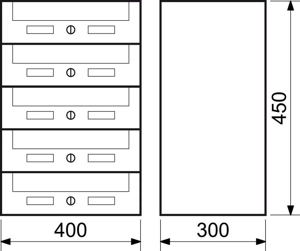 Richter Czech Sestava pěti poštovních schránek ocelová BK.02-5.S