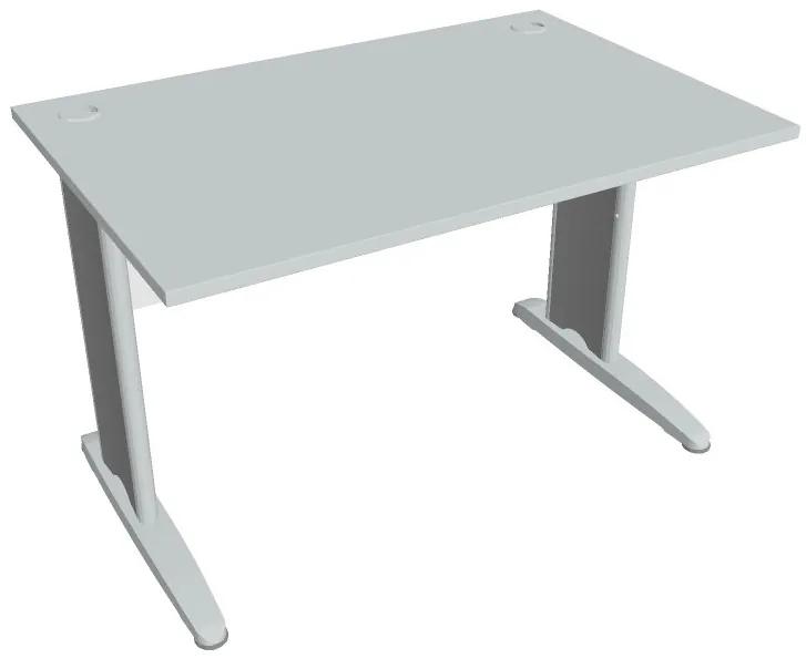 Stůl pracovní rovný 120 cm - Hobis Cross CS 1200 Dekor stolové desky: šedá, Dekor lamino podnože: bílá, Barva nohou: Stříbrná