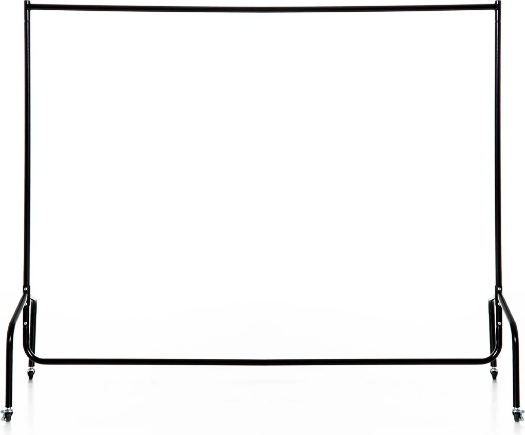 HOMCOM Stojan na oblečení s kolečky, pevný kovový rám, nosnost 140 kg, 180 x 60 x 170 cm, černá ocel