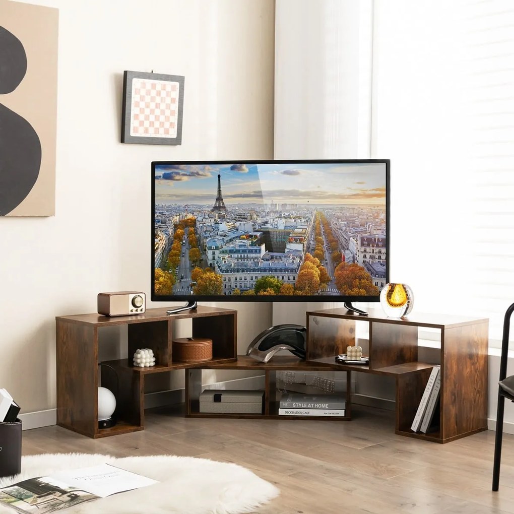 Costway 3dílná dřevěná TV skříňka pro TV do 65" Volně kombinovatelný TV – hnědý