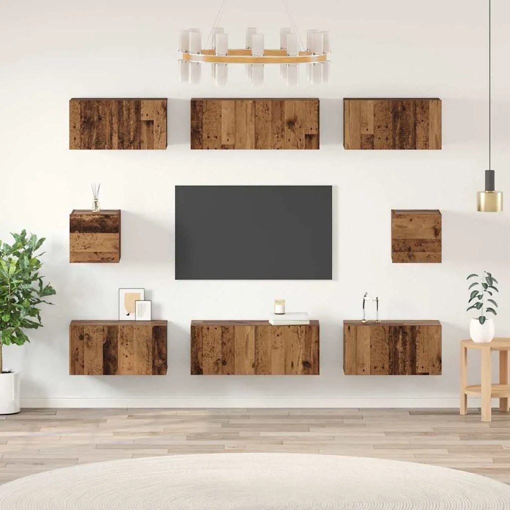 Sestava TV skříněk 8 ks Staré dřevo Kompozitní dřevo 3393165
