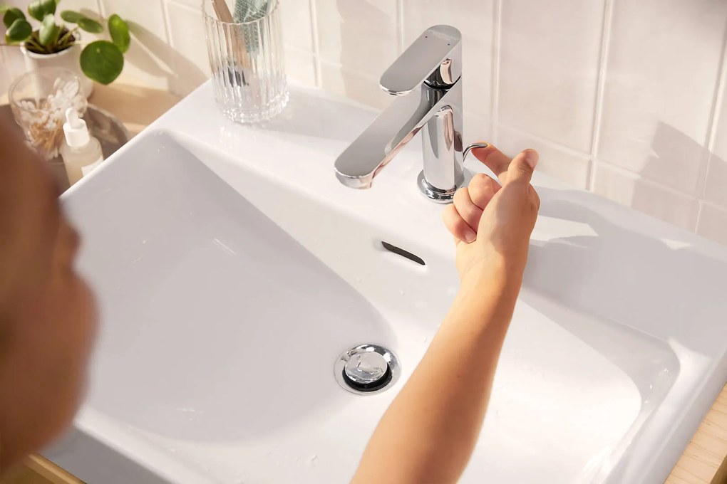 Hansgrohe Rebris S, umyvadlová baterie 110 s odtokovou soupravou s táhlem, CoolStart, EcoSmart, chromová, 72588000
