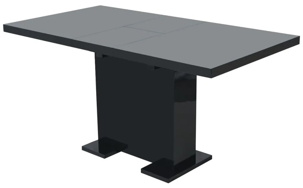 243549 vidaXL Rozkládací jídelní stůl s vysokým leskem černý