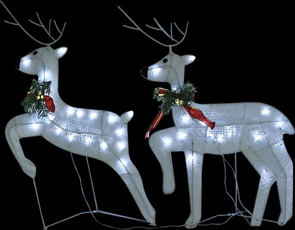 vidaXL Vánoční dekorace sobi se sáněmi 100 LED diod venkovní zlatí [3100429] Barva: Stříbrná