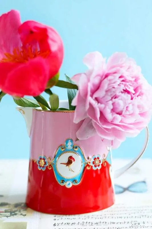 Pip Studio Love Birds Medallion mlékovka 270ml, červeno-růžová