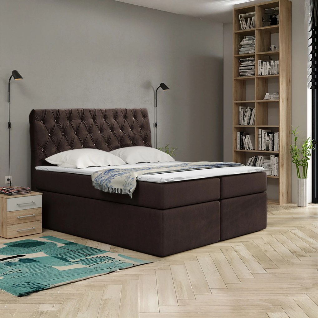 Eka Kontinentální čalouněná postel Luxurious - Cassablanca (200x200 cm) Barva látky Trinity: Světle modrá (Trinity 2322)