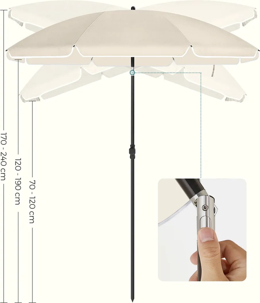 Slunečník SOLARA, Ø200 cm, béžová SongmicsHome