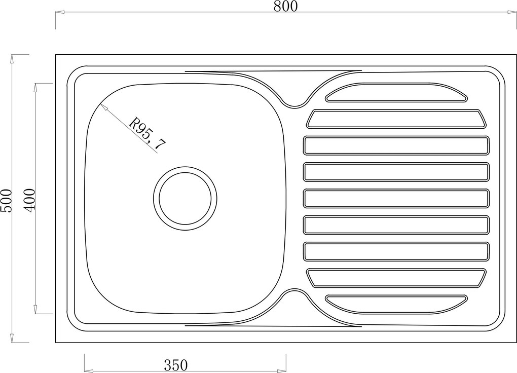 Velazo Dřez 1 komorový s odkapávačem, nerez - , 80x50 cm