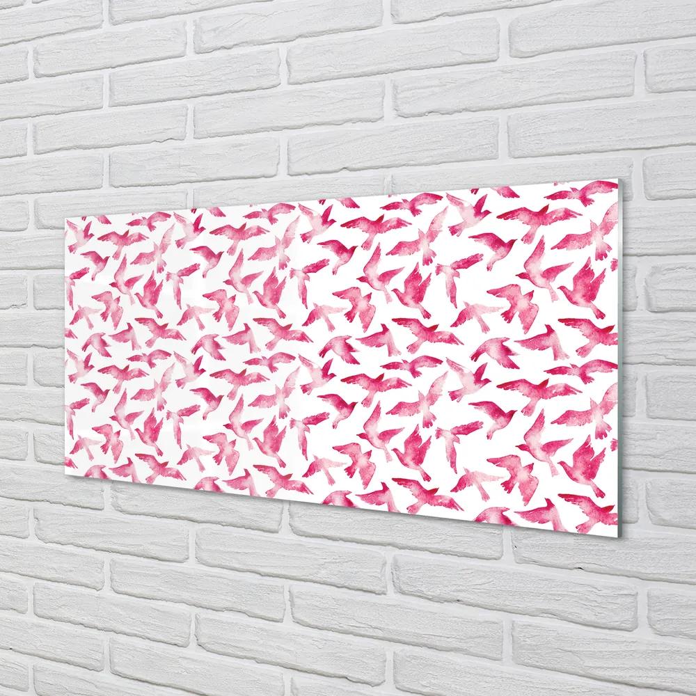akrylový obraz růžové ptáci 125x50 cm
