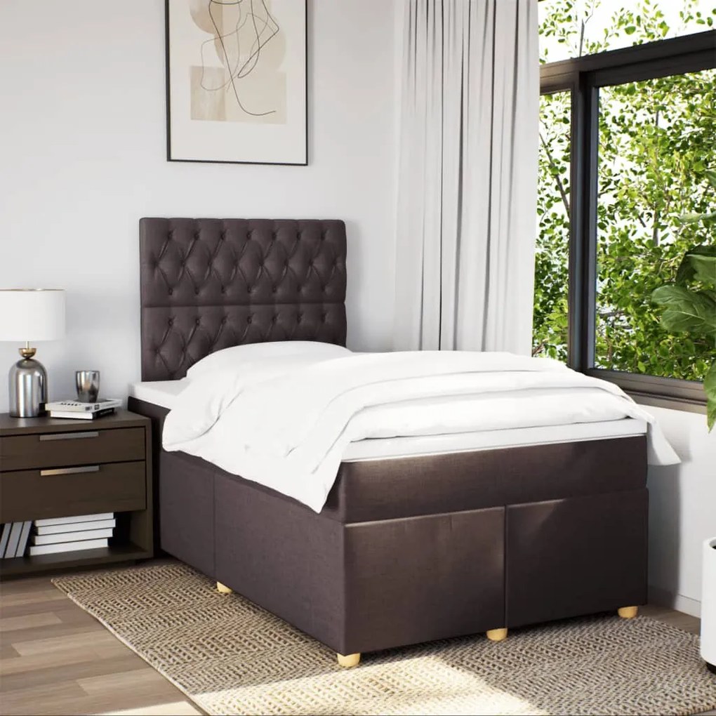 Box spring postel s matrací tmavě hnědá 120x200 cm textil 3293557
