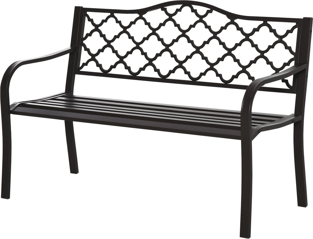 Outsunny 3-místná zahradní lavice v stylu venkovského chic pro terasu 128D x 60Š x 89V cm, odolná proti korozi, s epoxidovým kovem a litinou | Aosom