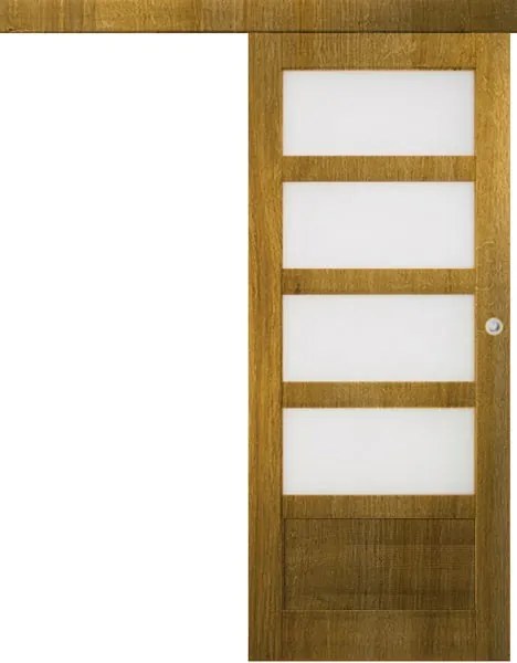 posuvné interiérové dveře na stěnu vasco doors BRAGA model 5 Průchozí rozměr: 70 x 197 cm, Orientace dveří: Levé dveře, Dekor: Dub Santa