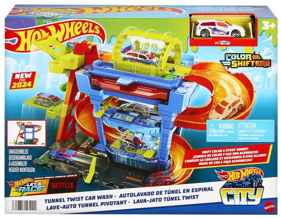 Hot Wheels City color shifters automyčka s otočným tunelem HTN80