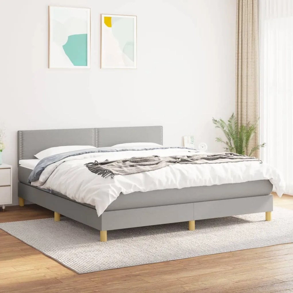 Box spring postel s matrací světle šedá 180 x 200 cm textil 3140553