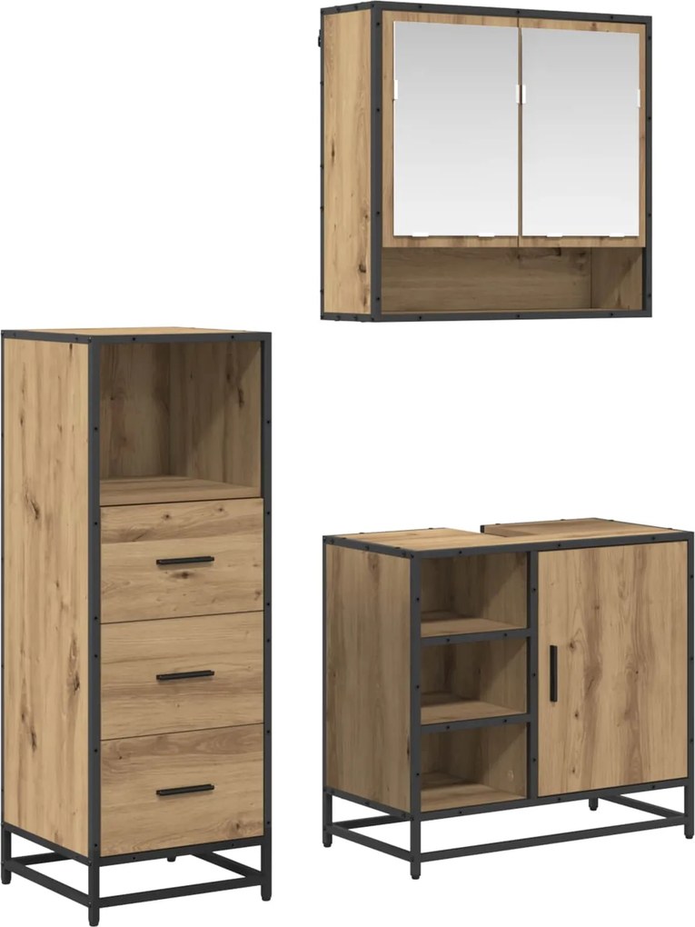 Sada koupelnového nábytku 3 ks Artisanový dub Kompozitní dřevo 3402370