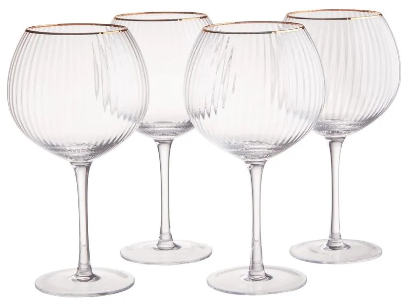 GOLDEN TWENTIES Sada sklenic na gin se zlatým okrajem 650 ml 4 ks