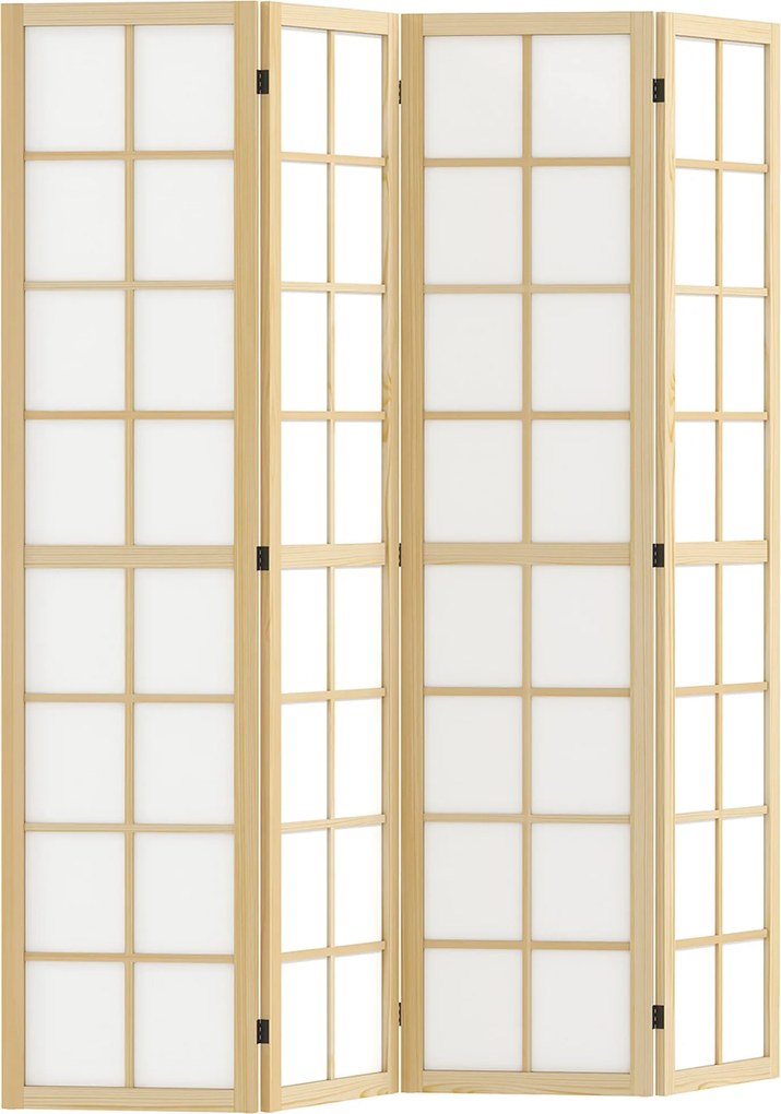 HOMCOM 4dílný paraván 160 x 170 cm - soukromé oddělení, skládací dělič místnosti pro obývací pokoj, přírodní | Aosom