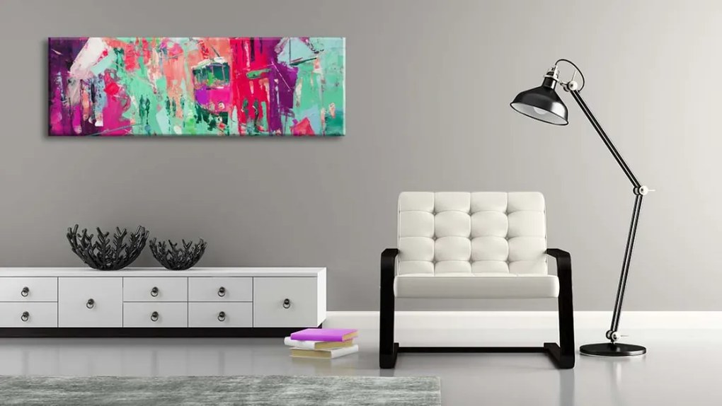 Obraz abstraktní město Pink Velikost (šířka x výška): 120x40 cm