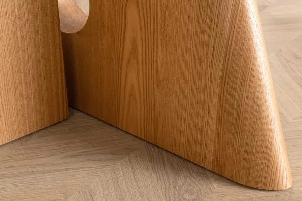 Kulatý keramický jídelní stůl Yenibeth 120 cm travertin / dub