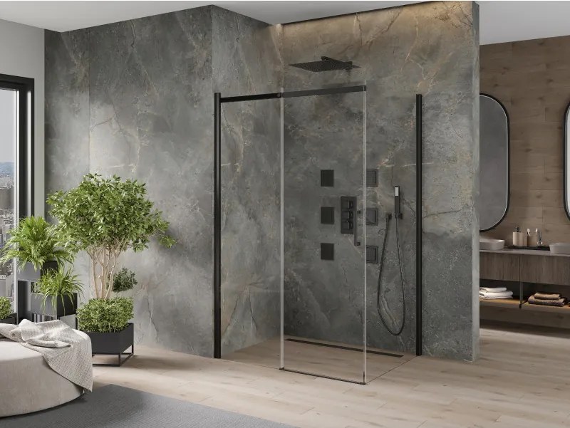 Mexen Omega sprchový kout 120x90cm, 8mm sklo, černý profil-čiré sklo, 825-120-090-70-00