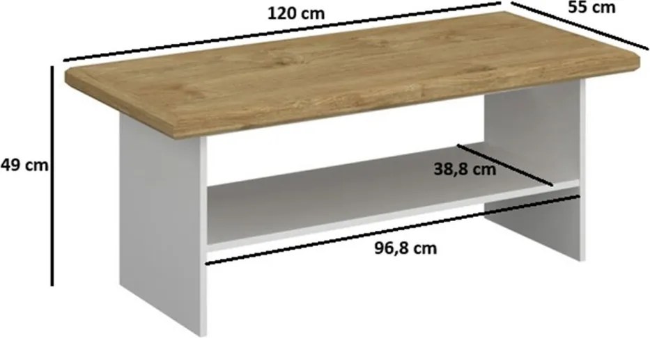 Konferenční stolek 120 bílý / dub harbor Riva