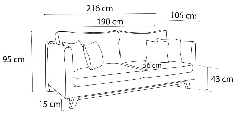 Šedá rozkládací pohovka Bobochic Paris Triplo