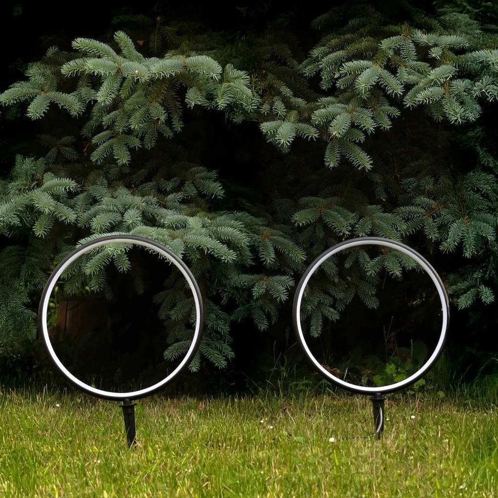 Exteriérové solární zapichovací svítidlo Rings, 2x LED 1,5w, černá