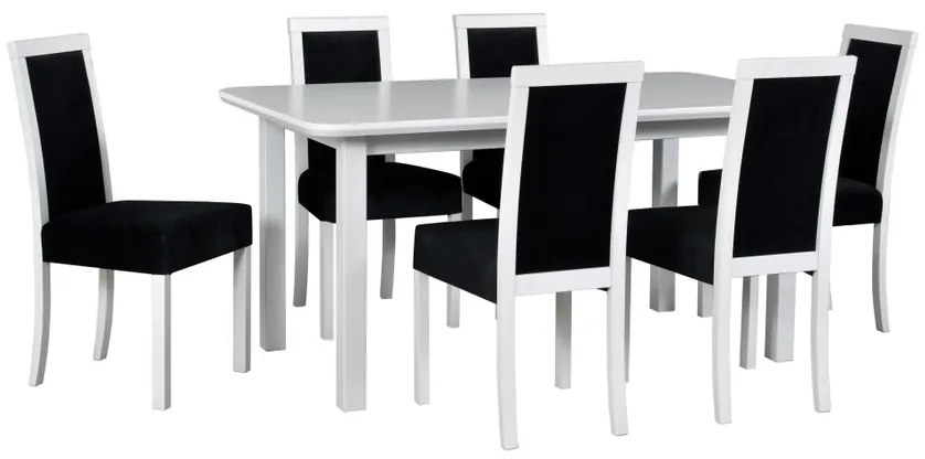 Drewmix Jídelní stůl WENUS 5 S + doprava zdarma deska stolu bílá, nohy stolu ořech