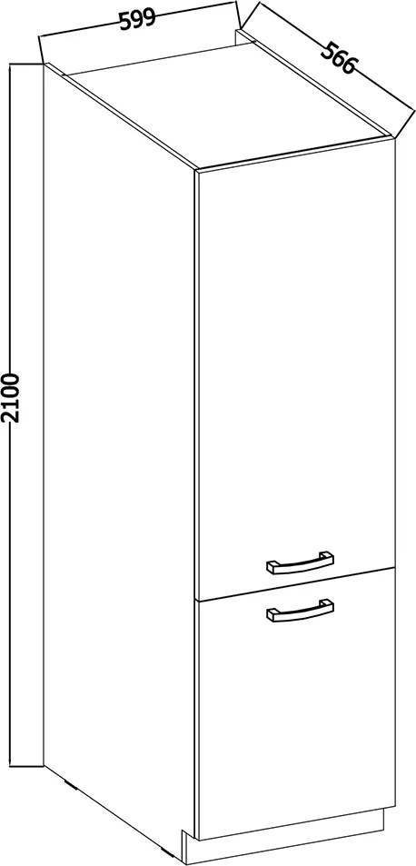 BORDEAUX bb | vysoká skříňka 60 DK-210 2F potravinová s policemi | 60 cm | dub bordeaux