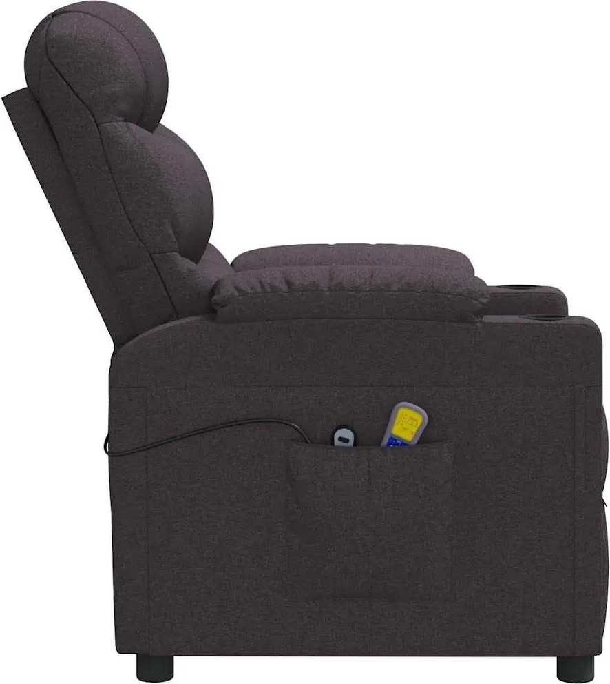 Elektrické masážní křeslo tmavě hnědé textil 3143508