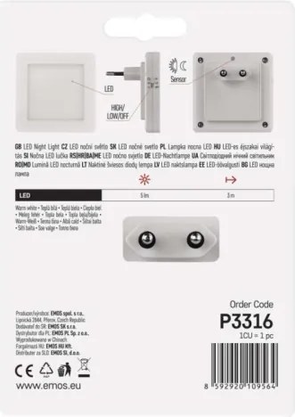 LED noční světlo EMOS P3316 s fotosenzorem do zásuvky
