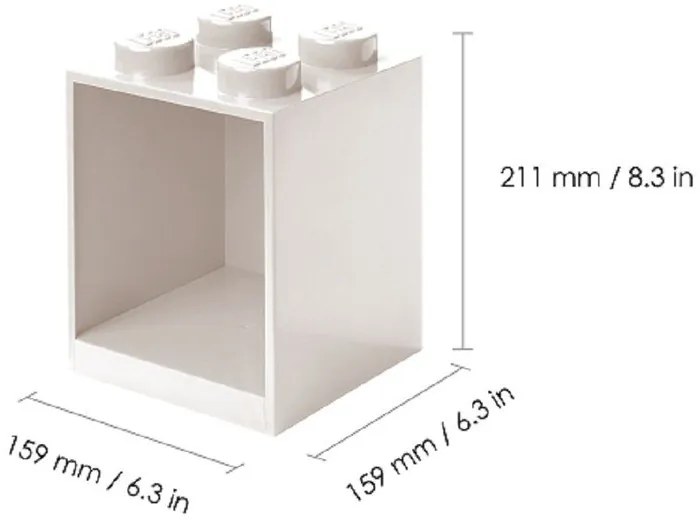 Sada 2 dětských bílých nástěnných polic LEGO® Brick