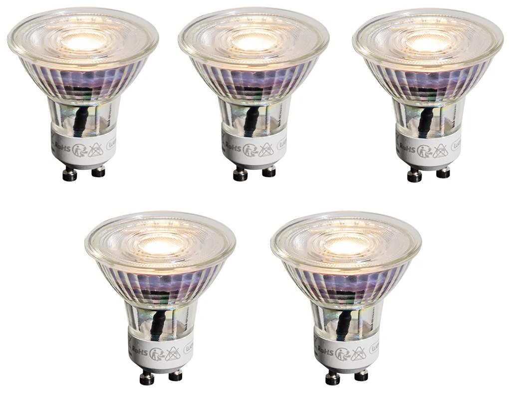 Sada 5 LED žárovek GU10 50mm čiré 3.5W 330 lm 3000K