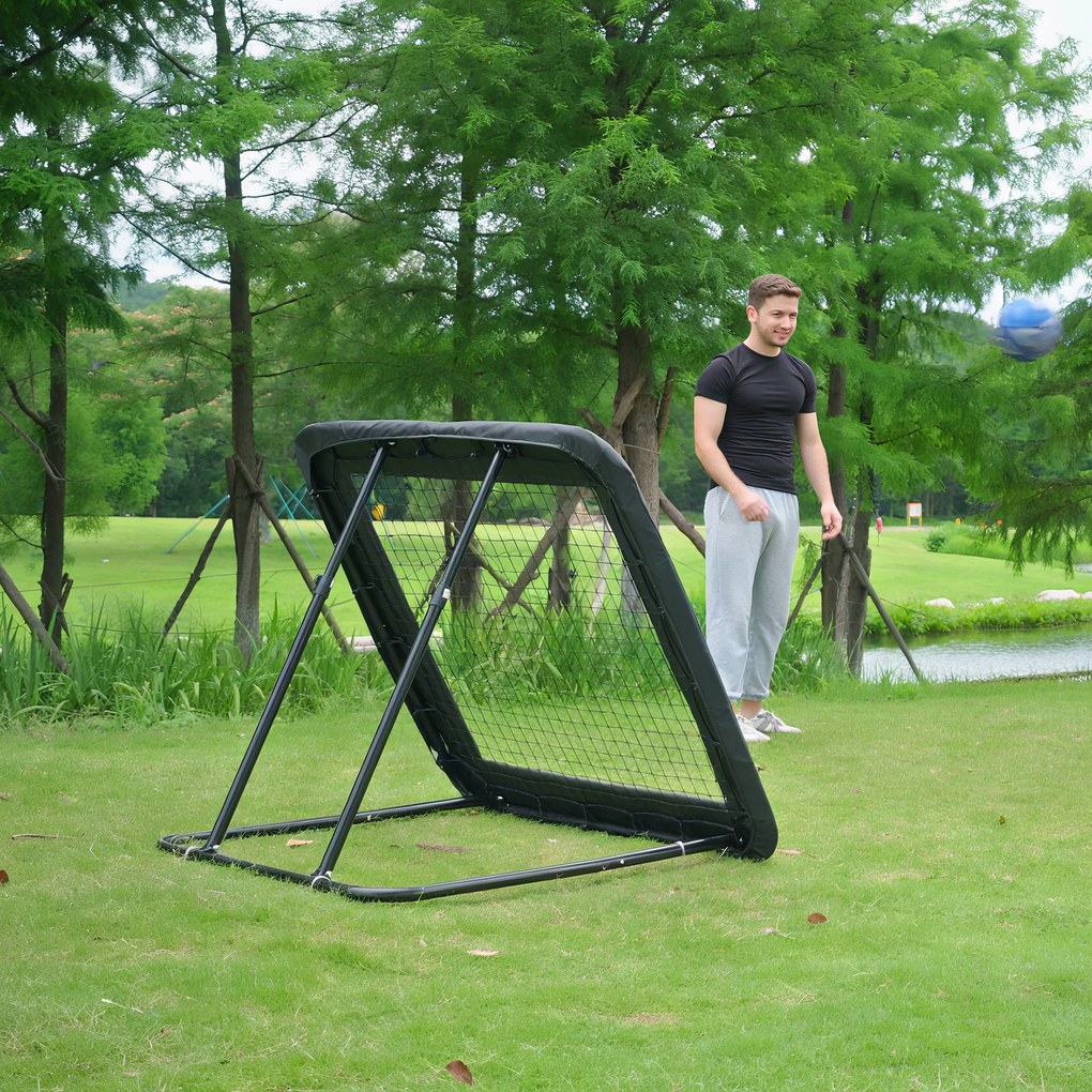 HOMCOM Skládací fotbalová branka Rebounder Odrazová stěna s 5 stupni nastavení pro více sportů 128x118x108-120cm