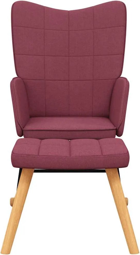 Houpací křeslo se stoličkou vínové textil 328026