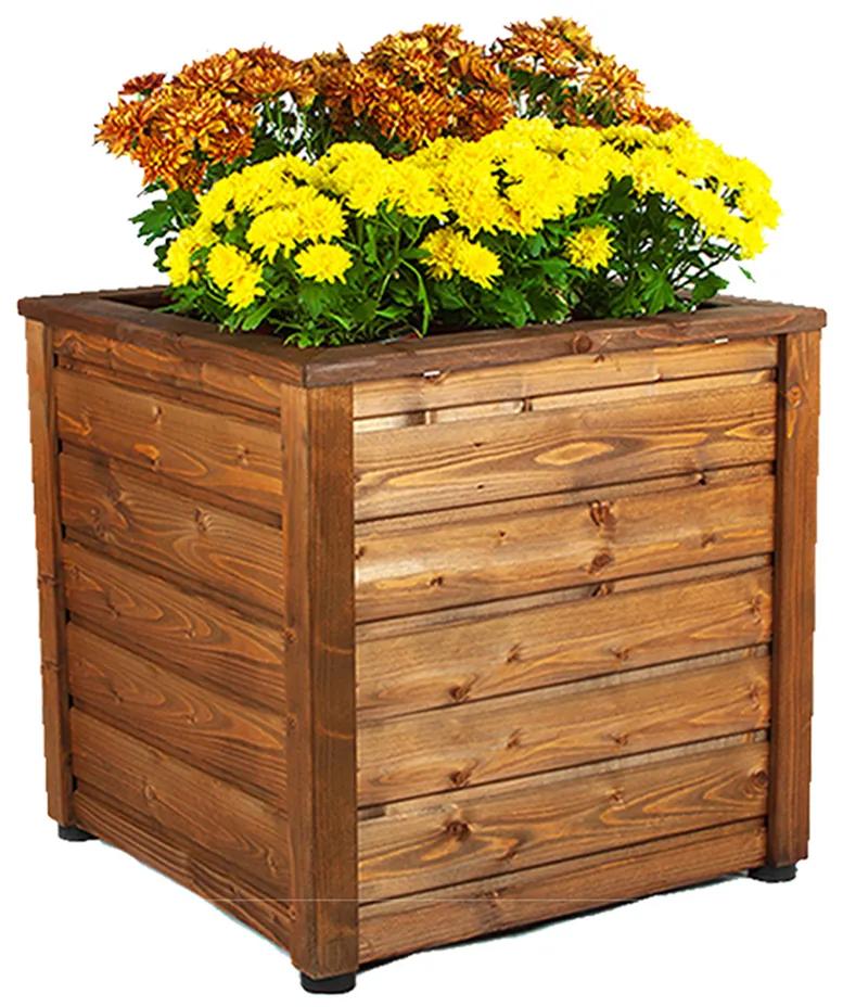 Dřevěný květináč KVADRANT 55 - GIGANT 55x55x50 s mříží na popínavé rostliny
